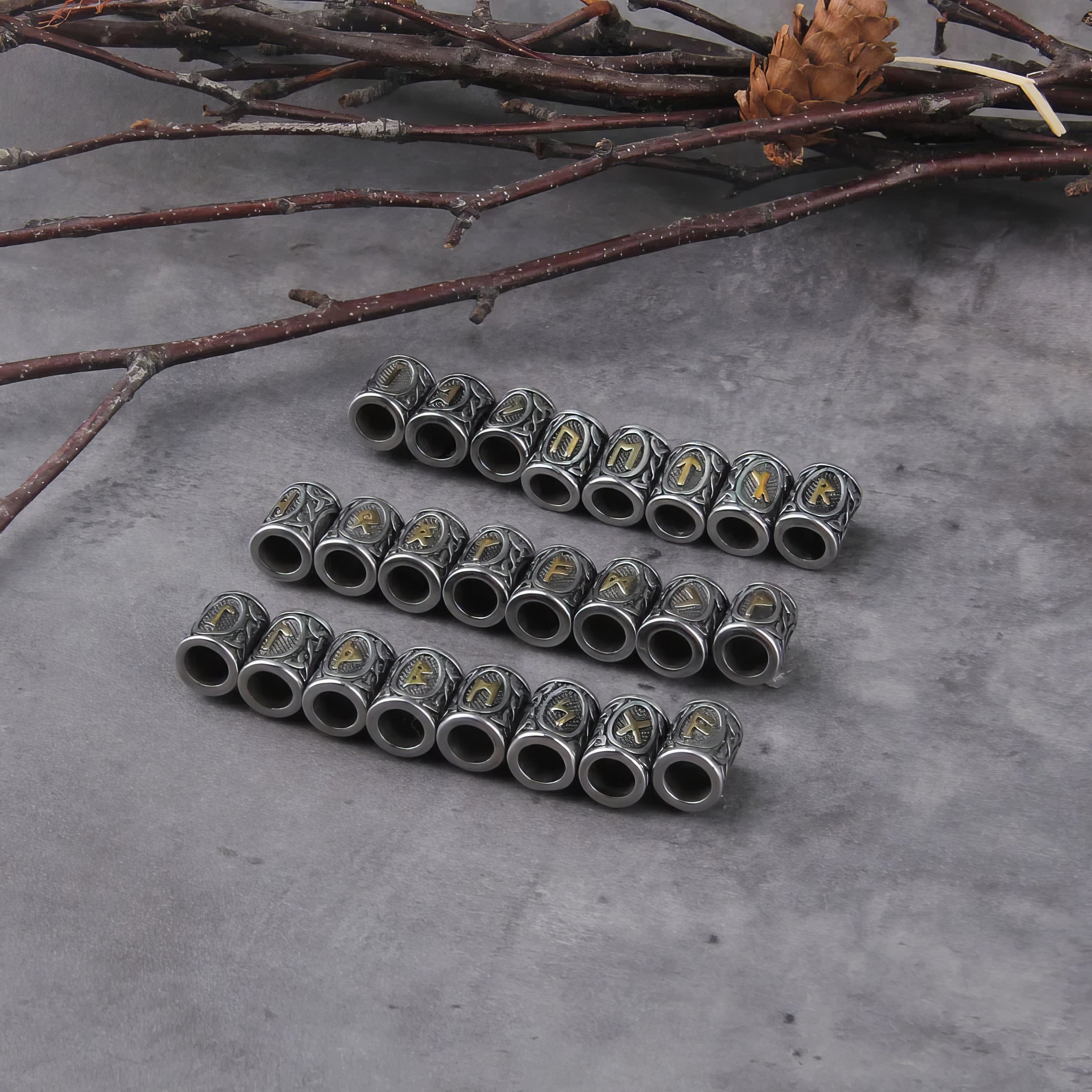 Viking Runes Hair Beard Braid | Handmade Viking Beard Beads