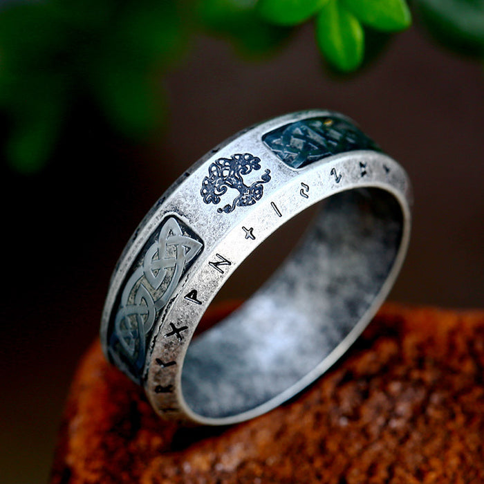 Blessing Of Yggdrasil - Titanium Steel Viking Rune Ring