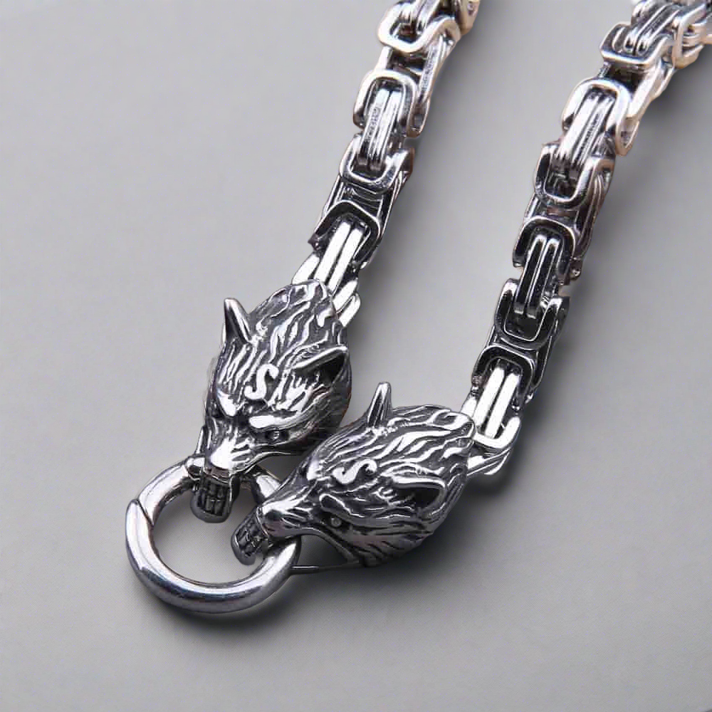 Gleipnir's Hold - Stainless Steel Fenrir Necklace | Viking Wolf King's ...