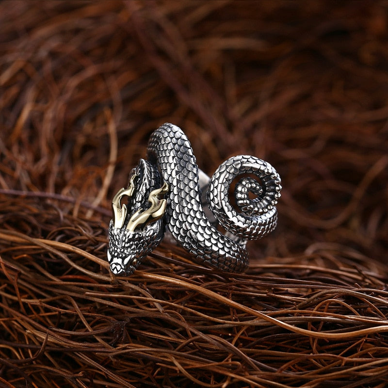 The Ocean Dweller - Stainless Steel Serpent Ring – Viking Trinkets