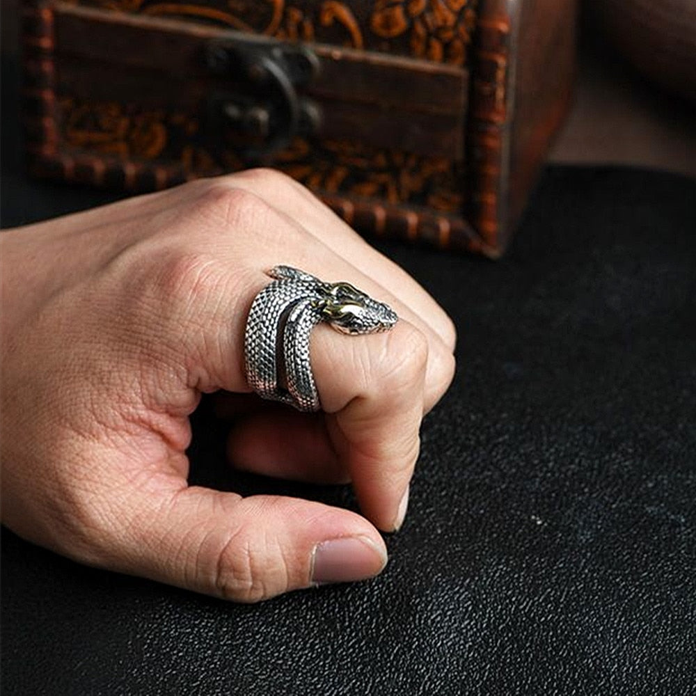 The Ocean Dweller - Stainless Steel Serpent Ring – Viking Trinkets
